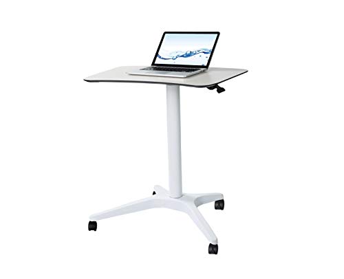 CARTMAY Pneumatic Adjustable Height Laptop Desk, Sit and Stand Mobile, Ergonomic Design, Excellent Computer Workstation for Classrooms, Offices, and Home! 25.5''x18 (White)