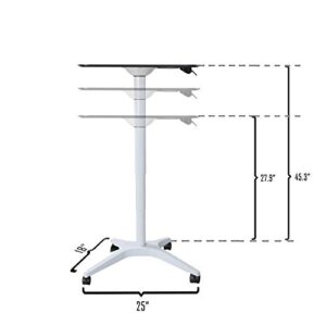 CARTMAY Pneumatic Adjustable Height Laptop Desk, Sit and Stand Mobile, Ergonomic Design, Excellent Computer Workstation for Classrooms, Offices, and Home! 25.5''x18 (White)