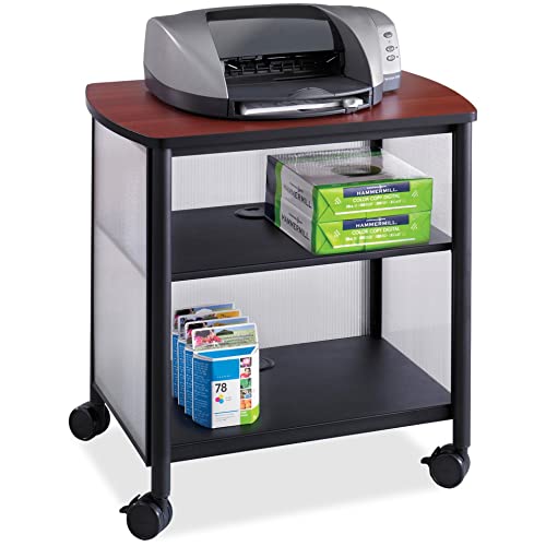 Safco Products Impromptu Mobile Print Stand 1857BL, Cherry Top/Black Frame, 200 lbs. Capacity, Contemporary Design, Swivel Wheels