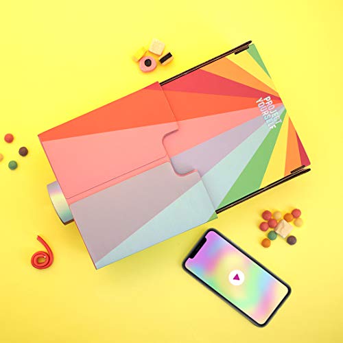 Luckies of London | Mini Projector | Cardboard Portable Projector | Phone Accessories | Smart Phone Projector & Movie Projector for Home | Tech Gadgets for Kids | 3.3ft Throw Distance | Rainbow