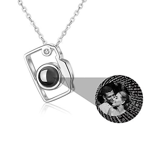 Projection Photo Camera Shaped Necklace, Personalized Necklace with Picture, Custom Pendant for Dad Mom Friends Christmas Birthday Gift