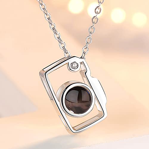 Projection Photo Camera Shaped Necklace, Personalized Necklace with Picture, Custom Pendant for Dad Mom Friends Christmas Birthday Gift