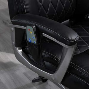 Vinsetto High Back 6-Point Massage Home Office Chair, Swivel Faux Leather Task Chair with Headrest, and Padded Armrests, Black