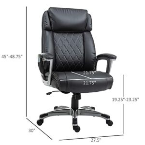 Vinsetto High Back 6-Point Massage Home Office Chair, Swivel Faux Leather Task Chair with Headrest, and Padded Armrests, Black