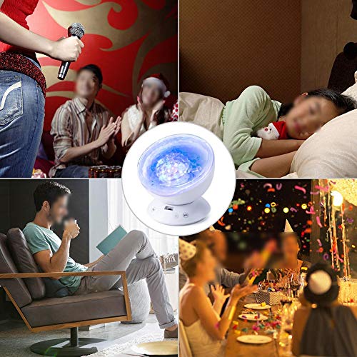 Ocean Waves Night Light, Romantic Color Changing LED Ocean Projector Light with Music Player, for Living Room Bedroom