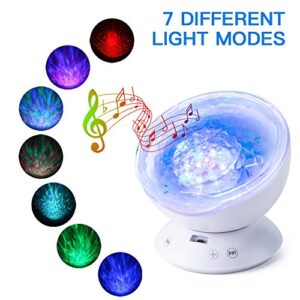 Ocean Waves Night Light, Romantic Color Changing LED Ocean Projector Light with Music Player, for Living Room Bedroom