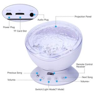 Ocean Waves Night Light, Romantic Color Changing LED Ocean Projector Light with Music Player, for Living Room Bedroom