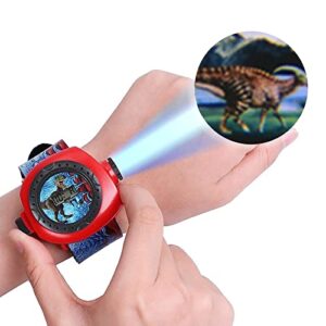 Chenfly Dinosaur Projector Digital Wrist Watch Kids Watch 24 Dinosaur Design Cartoon Watch Projector Funny with Strap Educational Toy Gift