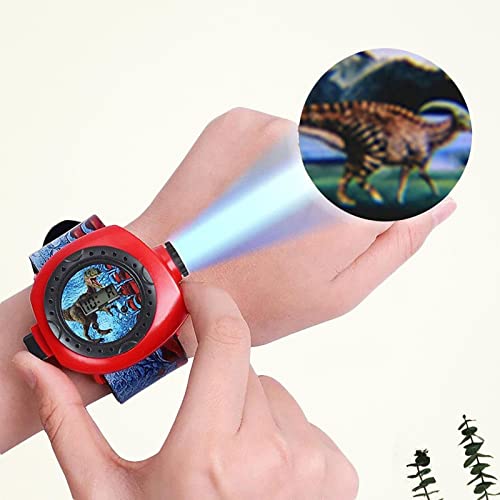 Chenfly Dinosaur Projector Digital Wrist Watch Kids Watch 24 Dinosaur Design Cartoon Watch Projector Funny with Strap Educational Toy Gift