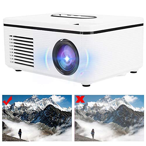 Mini Projector, S361 1080p Portable Projector HD Home LED Projector for Desktop / DVD / Mobile Phone / Speaker,for Home Party Traveling Camping,(US 100-240V)(White)