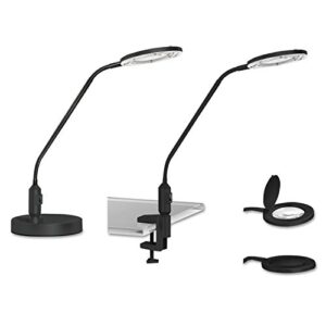 alera ledm765b led magnifier lamp, desktop or clamp-on, 19-inch high, black