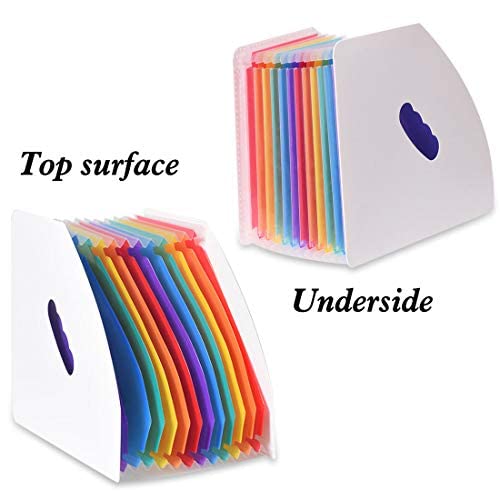 SAYEEC 13 Pockets Vertical Expanding File Folder Plastic Accordion File Organizer Desk Stand Magazine Holder Letter Size A4 Documents Storage Space Saver for Office Home Class (White, 2 Pack)