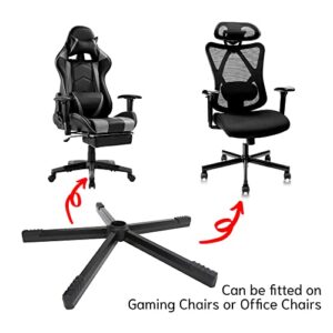 TinkerTown Gaming Chairs Office Chair Base Replacement | Five Star Chairbase | Heavy Duty Base to Replace Any Chair Bottom - Strong Wide Steady Metal Legs - Universal Standard Size 28" Inch (Black)