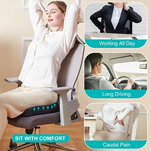 VIGBOAT Seat Cushion, Office Chair Cushions for Long Sitting, Memory Foam Butt Pillow with Handle, Ergonomic Coccyx, Sciatica, Hip, Back, Tailbone Pain Relief Pad for Desk Chair, Wheelchair, Car Seat