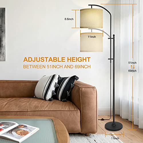 bodkar Rustic Floor Lamp Farmhouse Standing Lamp Adjustable Height Dimmable for Living Room Bedroom Bulb Included