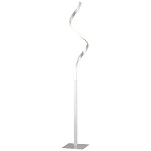 homcom modern spiral floor lamp, led standing lamp warm white with square base and foot switch for living room, bedroom, silver