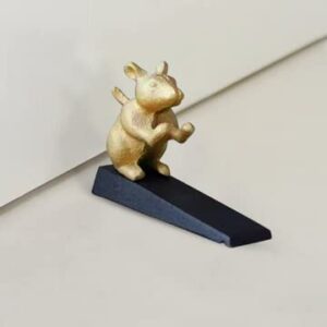 Heavy Mouse Door Stopper | Gold & Black Decorative Cast Iron Jam or Prop for Inside or Outdoor by WallCharmers