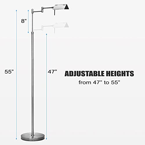 O'Bright LED Pharmacy Floor Lamp and Table Lamp Bundle, 12W LED, Full Range Dimming, 360 Degree Swing Arms, Reading Lamp, Task Lamp for Craft Work and Sewing, Brushed Nickel