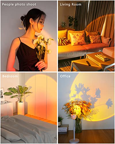 NEWHCTE RL001 Sunset Lamp Projection, 7 RGB Colors Changing Projector LED Lights Floor Lamp, 360 Degree Rotation USB Rechargeable Sunset Lamp for Party/Bedroom/Home