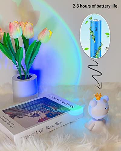 NEWHCTE RL001 Sunset Lamp Projection, 7 RGB Colors Changing Projector LED Lights Floor Lamp, 360 Degree Rotation USB Rechargeable Sunset Lamp for Party/Bedroom/Home