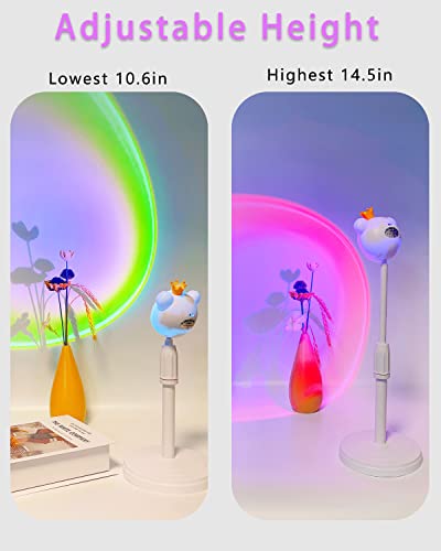 NEWHCTE RL001 Sunset Lamp Projection, 7 RGB Colors Changing Projector LED Lights Floor Lamp, 360 Degree Rotation USB Rechargeable Sunset Lamp for Party/Bedroom/Home