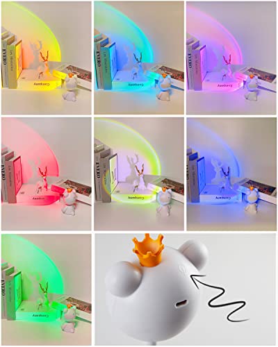 NEWHCTE RL001 Sunset Lamp Projection, 7 RGB Colors Changing Projector LED Lights Floor Lamp, 360 Degree Rotation USB Rechargeable Sunset Lamp for Party/Bedroom/Home