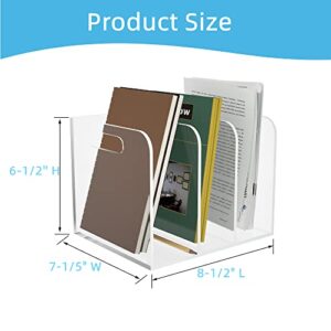 Dingelex Acrylic Magazine File Holder with Handle, Clear 3 Compartment Rack Holds Folders,Magazines,Notebooks,Binders,Envelopes and Electronic Devices, 8.5"x7.2''x6.5''