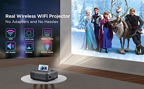 BSD HiBeamer GC333 Mini,Airdrop Projector,1080p and 150'' Display Supported, WiFi Wireless Intelligent High-Definition LCD Available and Portable.(Wireless co-Screen(Miracast))