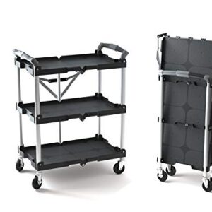 Pearington 32 Device Mobile Charging and Storage Cart & Olympia Tools 85-188 Pack-N-Roll Folding Collapsible Service Cart, Black, 50 Lb. Load Capacity per Shelf