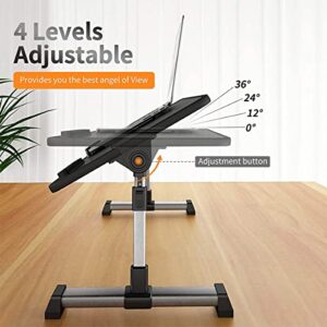 ZEMILY Portable Folding Laptop Stand Holder Study Table Desk Cooling Fan Foldable Computer Desk for Bed Sofa Tea Serving Table Stand