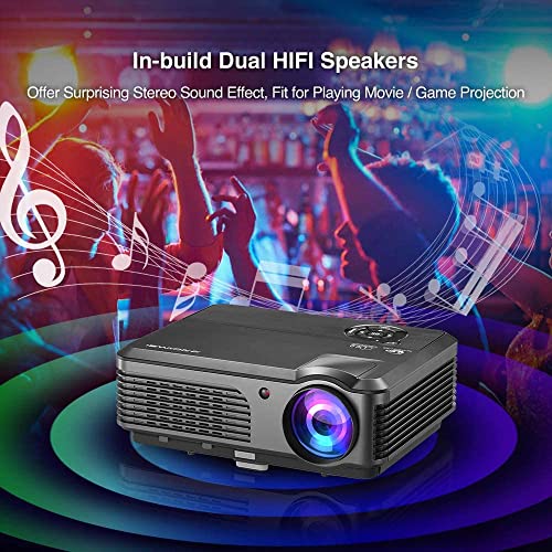 Full HD 1080P Android Projector with WiFi and Bluetooth, Wireless Projectors Sync Screen for iPhone iPad, Big Screen Display Video Proyector Outdoor Movie Night Backyard, 4D Keystone & Zoom, HDMI