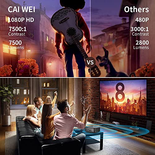 Full HD 1080P Android Projector with WiFi and Bluetooth, Wireless Projectors Sync Screen for iPhone iPad, Big Screen Display Video Proyector Outdoor Movie Night Backyard, 4D Keystone & Zoom, HDMI