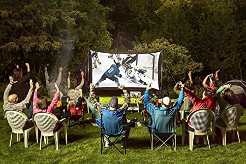 Backyard Theater Kit | Recreation Series System | 11' Front and Rear Projection Screen with 1080p HD Savi 4000 Lumen Projector, Sound System, Streaming Device w/WiFi (EZ-100)