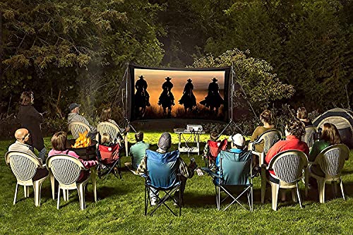 Backyard Theater Kit | Recreation Series System | 11' Front and Rear Projection Screen with 1080p HD Savi 4000 Lumen Projector, Sound System, Streaming Device w/WiFi (EZ-100)