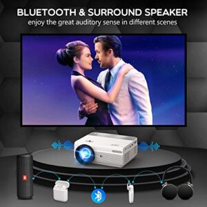 Native 1080P Projector with 120”Screen, THZY WiFi Bluetooth Projector 9500L HD Portable Outdoor Video Projector Support 4K & Zoom Compatible w/ TV Stick HDMI VGA TF USB for Home Cinema Outdoor Movie