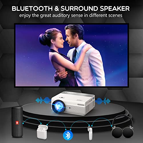 Native 1080P Projector with 120”Screen, THZY WiFi Bluetooth Projector 9500L HD Portable Outdoor Video Projector Support 4K & Zoom Compatible w/ TV Stick HDMI VGA TF USB for Home Cinema Outdoor Movie