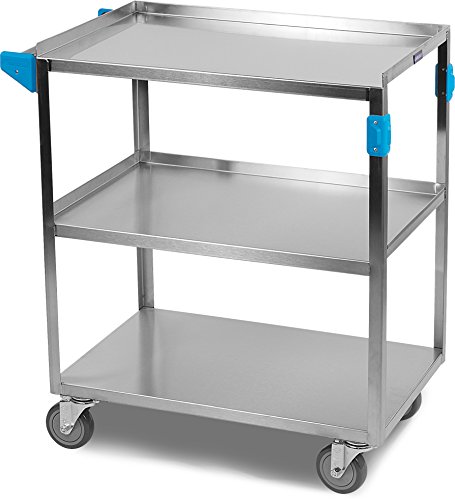 Carlisle FoodService Products Stainless Steel 3 Shelf Utility Cart, 18" x 17", Silver