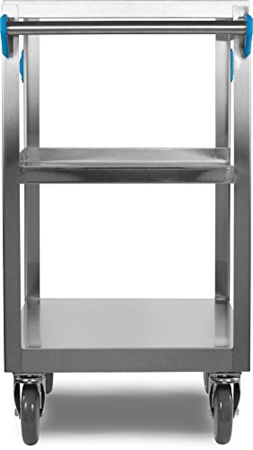 Carlisle FoodService Products Stainless Steel 3 Shelf Utility Cart, 18" x 17", Silver