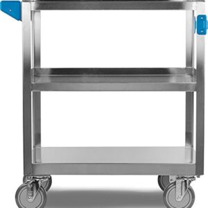 Carlisle FoodService Products Stainless Steel 3 Shelf Utility Cart, 18" x 17", Silver