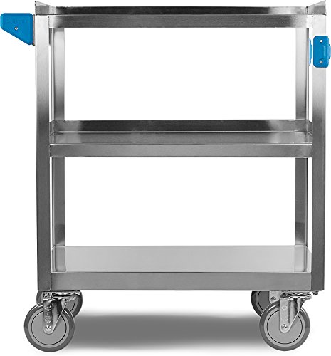 Carlisle FoodService Products Stainless Steel 3 Shelf Utility Cart, 18" x 17", Silver