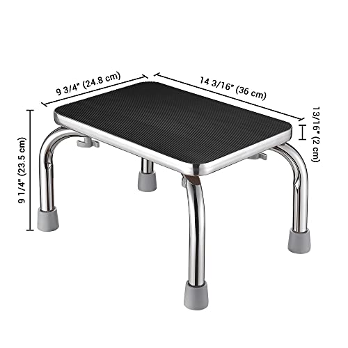 Medical Foot Step Stool Anti-Skid Rubber Platform Chrome-Plated Steel Frame 500Lbs Capacity for Adults Kids to Use at Home Bathroom Kitchen Clinics Laboratories (Without Handle)