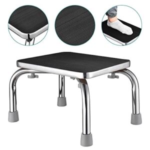 Medical Foot Step Stool Anti-Skid Rubber Platform Chrome-Plated Steel Frame 500Lbs Capacity for Adults Kids to Use at Home Bathroom Kitchen Clinics Laboratories (Without Handle)