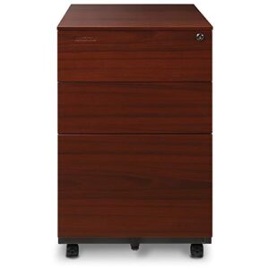 aurora mobile file cabinet 3-drawer metal with lock key sliding drawer, metallic charcoal/red teak, fully assembled, ready to use