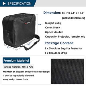 Video Projector Carrying Case, Portable Universal Projector Case Laptop Travel Shoulder Bag Compatible with Optoma HD142X, ViewSonic PJD7828HDL, Epson EX3240 and Many Travel Movie Projectors -14x12x5"