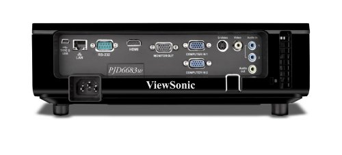 ViewSonic PJD6683WS WXGA 1280x800 DLP Projector, 3000 ANSI Lumens, 15,000:1 Contrast Ratio - Black