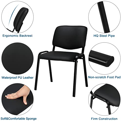 VINGLI Waiting Room Chairs, 5-Pack PU Church Chairs Conference Room Chairs Stackable Chairs, Office Guest Chairs & Reception Chairs Stacking Chairs for Meeting Room, Office Lobby, Simple&Space-Saving