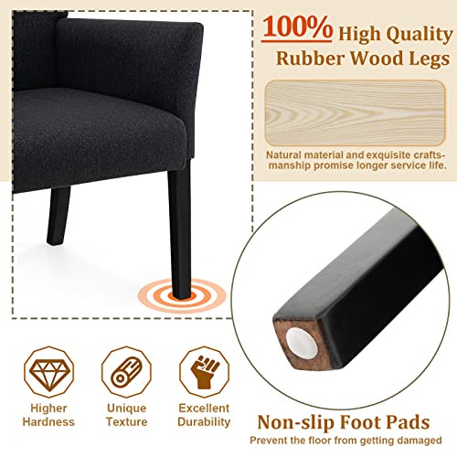 POWERSTONE Executive Accent Chair Fabric Guest Chair Office Chair Reception Waiting Room Armchair with Wooden Legs Single Sofa Home Theater Seating 2pcs, Black