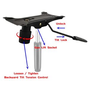 slrugci Office Chair Replacement Parts,Tilt Control Mechanism 6.2’’ x 10.4’’ Mounting Holes Chair Base Replacement for Executive Chair Desk Chair