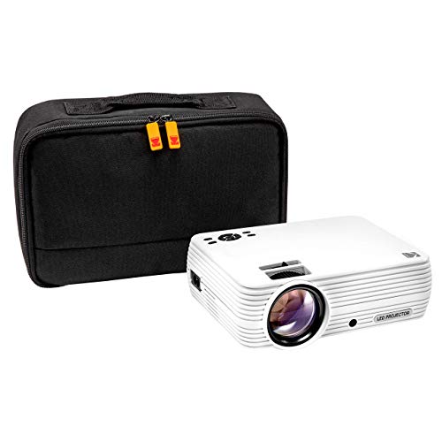 KODAK FLIK X7 Home Projector (Max 1080p HD) with Tripod, & Case | Compact, Projects Up to 150” with 720p Native Resolution & 30,000 Hour, Lumen LED Lamp| AV, VGA, HDMI & USB Compatible (Renewed)