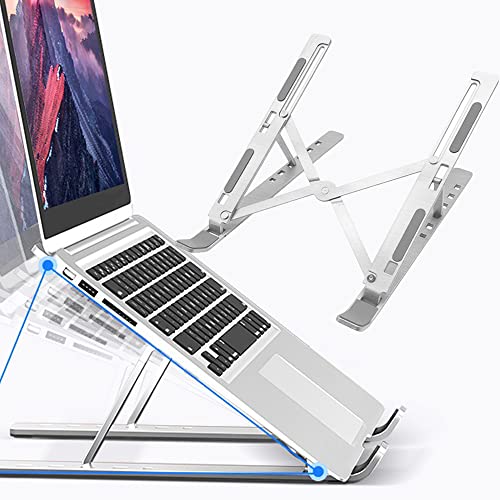 TENGYI T up Portable Laptop Stand, Multi-Angle Riser with Heat-Vent, Aluminum X-Shaped Computer Holder with Anti-Slip Rubber Compatible with 9-15.6 inch Notebooks PAD and so on (Silver)